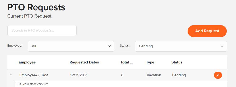 Approving/Denying Paid Time Off (PTO) in Current PTO & Requests | OnTheClock